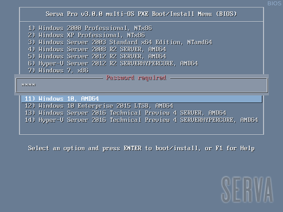Serva PXE BINL AN01 2 RIS OSs Windows Network Install